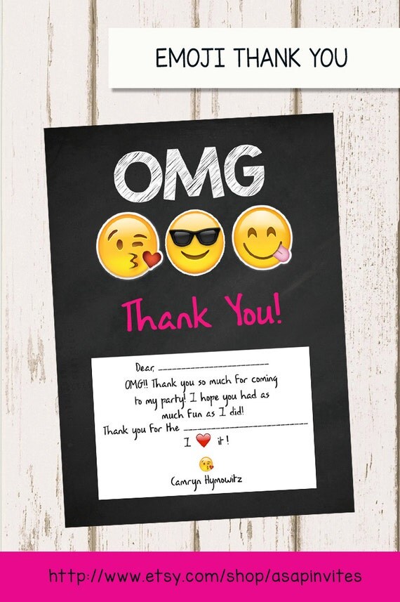 EMOJI BIRTHDAY Thank You Card Emojis Emoji Invite