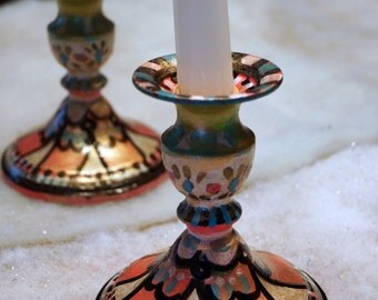 Painted candlesticks | Etsy
