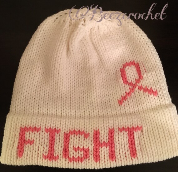 Items similar to FIGHT Knit Beanie, Breast Cancer Awareness on Etsy