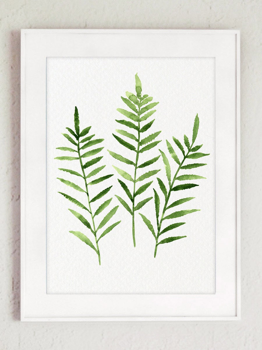 Green Leaves Fern Set of 2 Botanical Art Print by ColorWatercolor