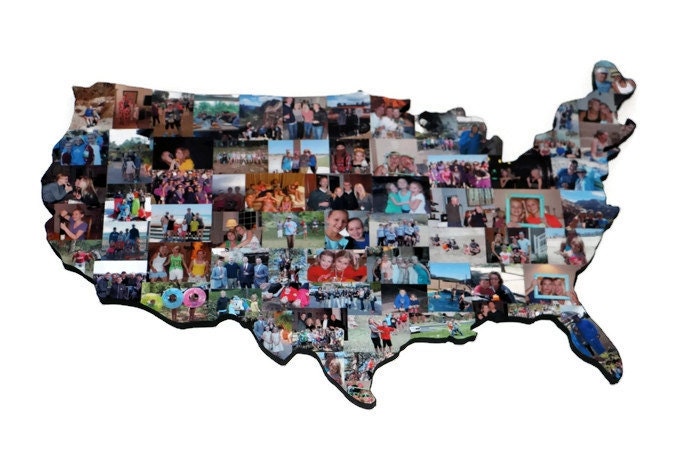 Wooden Custom United States USA Photo Collage Gift Moving