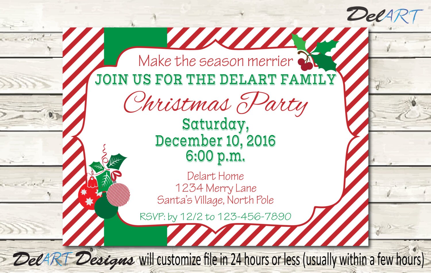 Christmas Party Invite or Save the Date Company by DelARTDesigns
