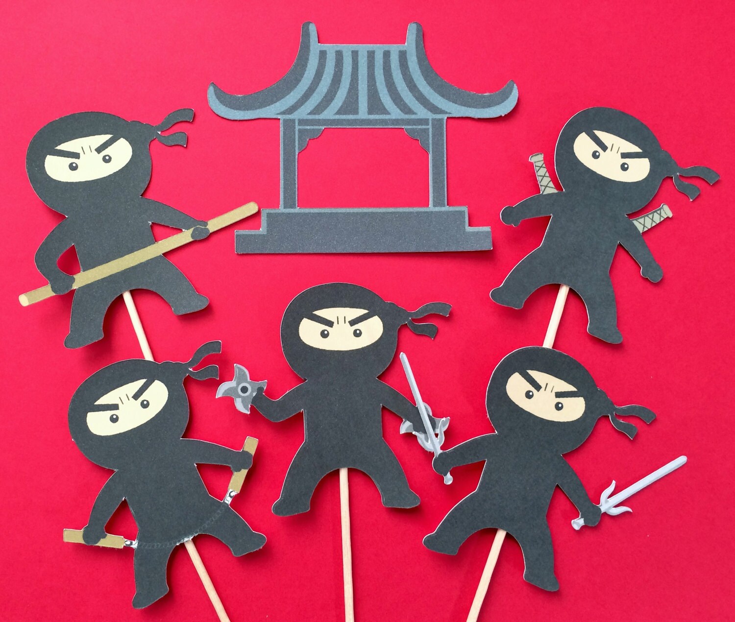 Ninja cupcake toppers12 Ninja toppers Superhero by Fairfable