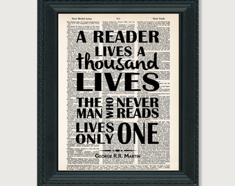 Book Quote Poster George R.R. Martin Quote A Reader Lives a