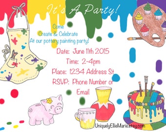 Arts and Crafts Birthday Party Invitation Pottery Birthday