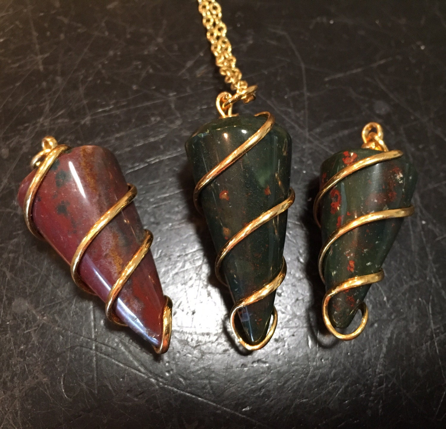 Bloodstone Necklace bloodstone pendant Raw bloodstone