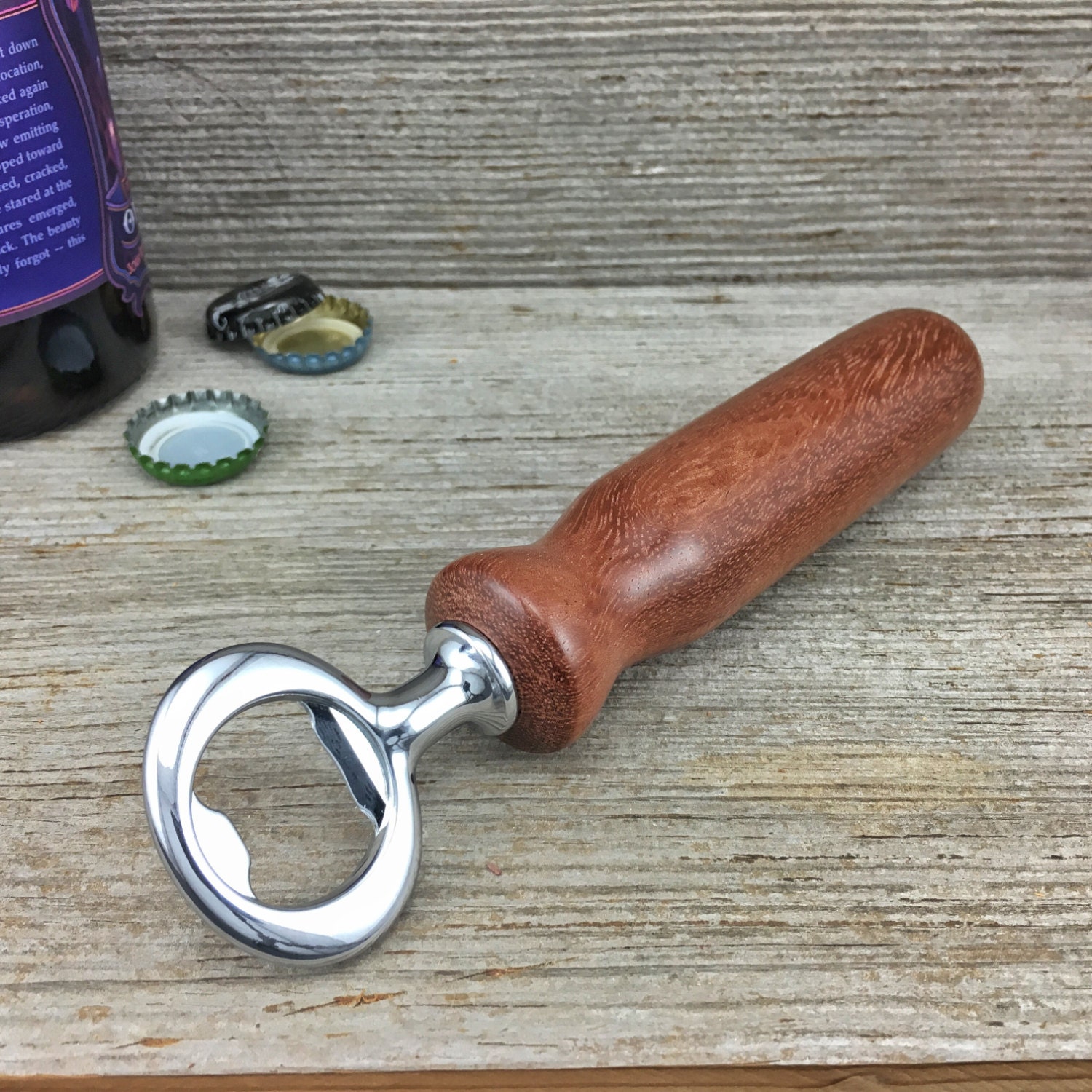 Wood Handle Beer Bottle Opener made with Handcrafted Exotic