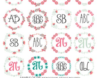 Flower monogram svg | Etsy