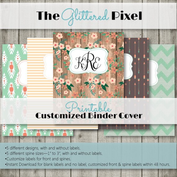 Printable Binder Covers Rustic Floral Collection Custom
