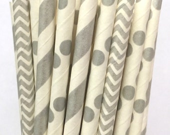 Silver paper straws | Etsy
