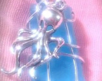 Items similar to Octo Bling Genuine Sea Glass Octopus Pendant on Etsy