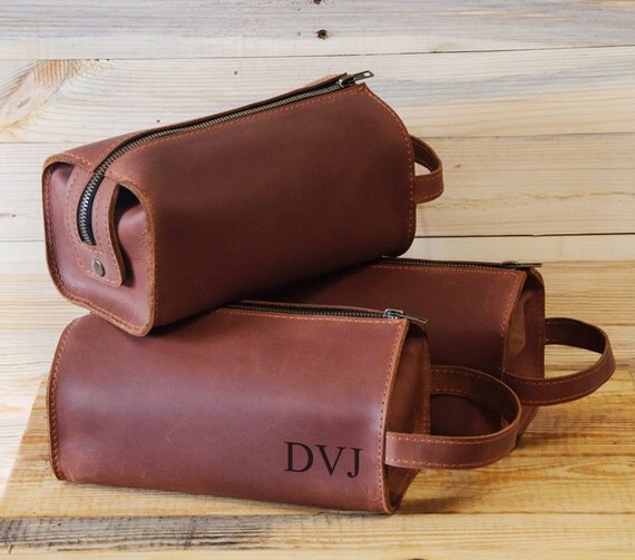 Leather Personalized Dopp Kit leather Mens Toiletry Bag