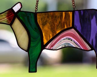 Stained glass cow | Etsy