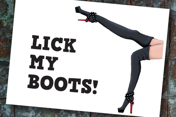 Lick My Boots Str 065 Funny Naughty Kinky Bdsm Card Card
