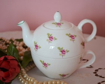Pink rose teapot | Etsy