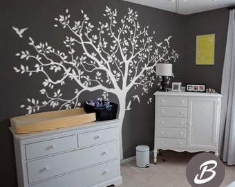 Large white tree wall sticker White tree decal Wall mural