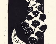 Unique flower linocut related items | Etsy