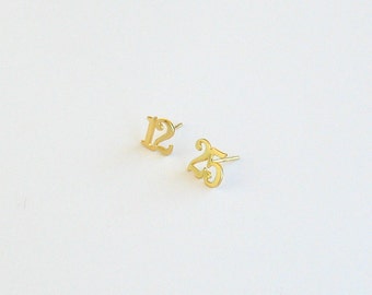 Numbers Stud Earrings Sterling Silver Personalized