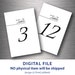 Table numbers 4x6 table numbers printable wedding table