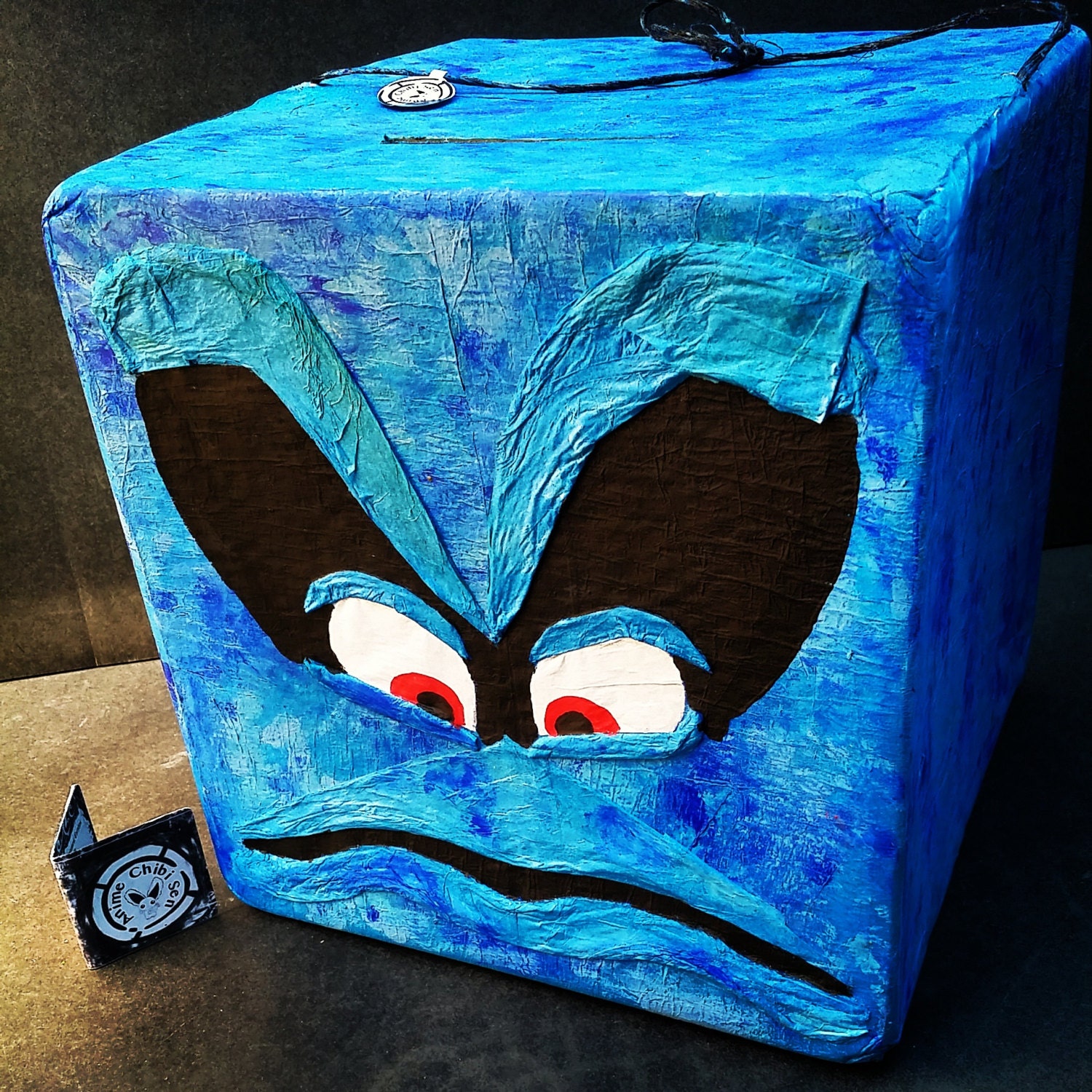 Cube Mario Thwomp Pinata Paper Mache Detailed Super Mario