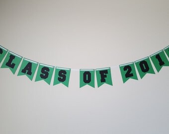 Digital Green and White Graduation Banner Class Of Graduate