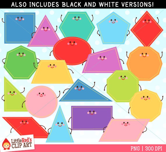 Happy Shapes Geometry clip art and digital stamps personal