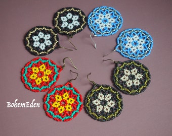 beadweaving tutorial: Seed bead mandala earrings or pendant.