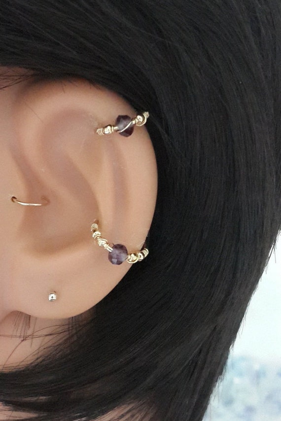 Amethyst conch piercing gold conch earring silver conch