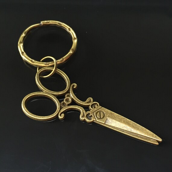Scissors Keychain Bronze Scissors Keyring Hair Stylist Gift