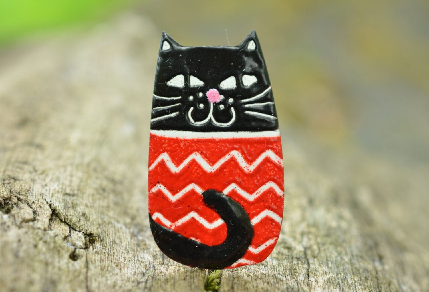 Enamel Cat Brooch Enamel Pin Cat Jewelry Animal by CinkyLinky