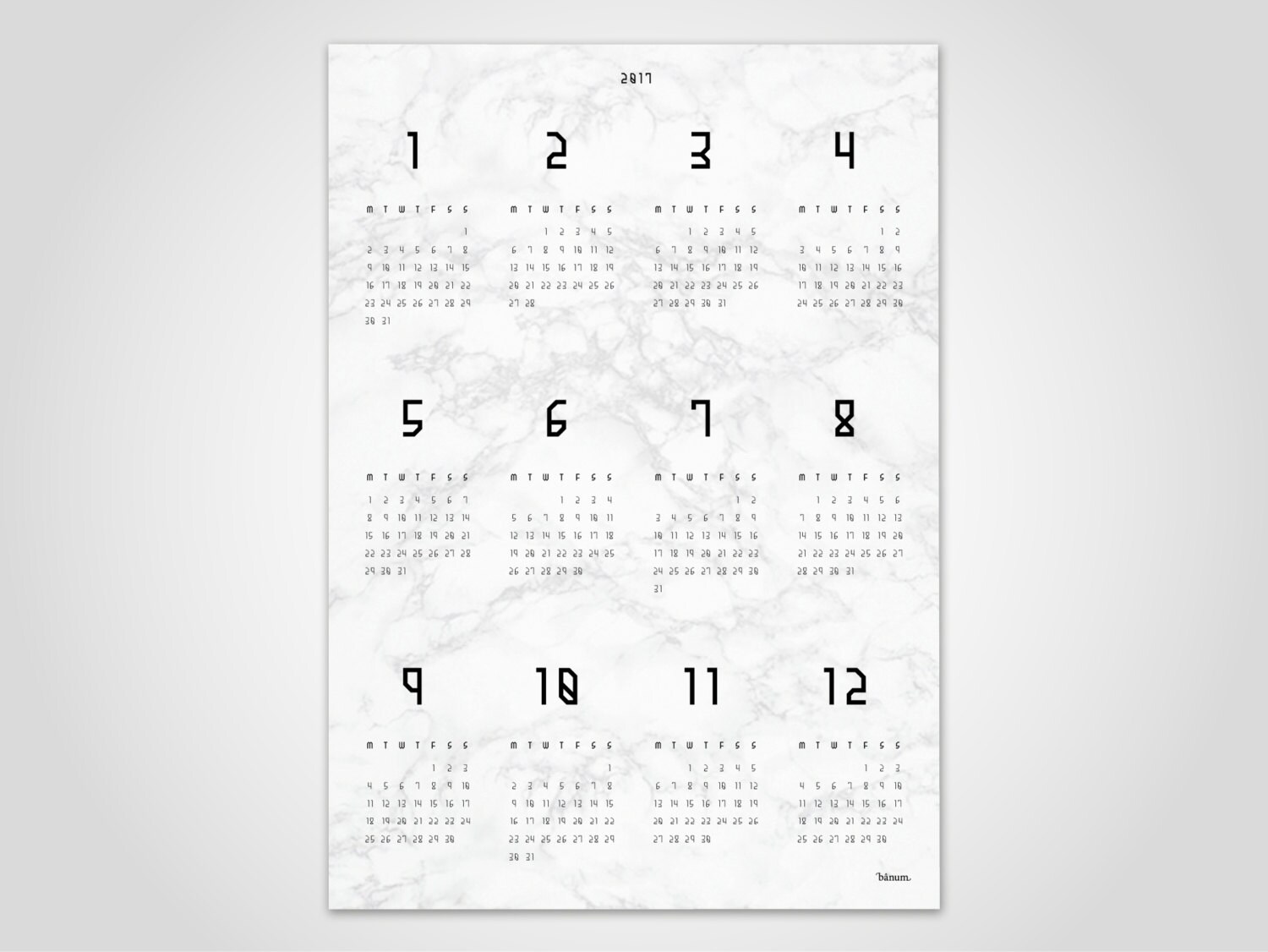 SALE MARBLE calendar 2017 wall calendar yearly calendar