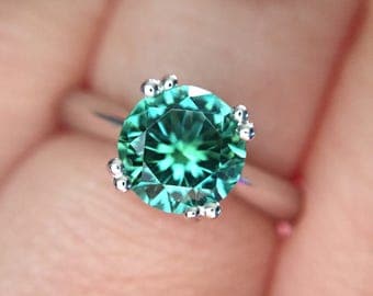 Teal diamond ring | Etsy