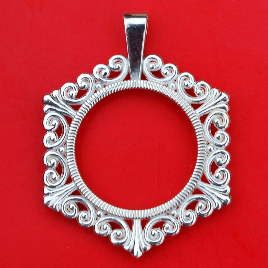 Solid 925 Sterling Silver Coin Bezel Mount Frame Settings Fit