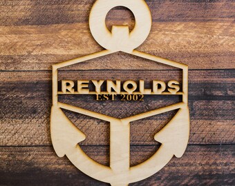 Vine Monogram Cut Wood Sign Custom Monogram Gift by Woodums