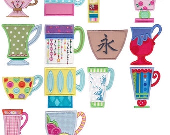 Coffee cup appliques | Etsy