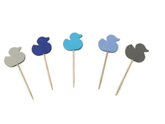 24 Rubber Ducky toothpicks boy baby shower birthday