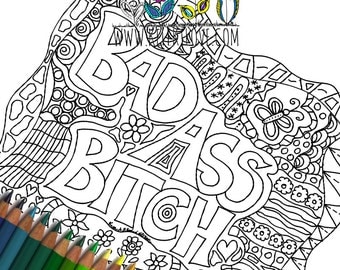 Bitch colouring page | Etsy