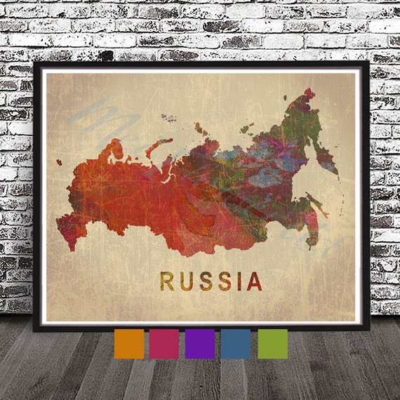 Vintage Russia Map PRINT Soviet Union Watercolor by MeiFlowerArt