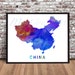 Vintage Southeast Asia map watercolor styled PRINT Asia