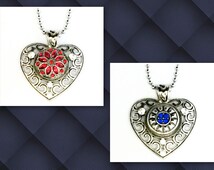 SALE! Pretty Heart Snap Button Necklace Set with 20" Chain and 2 ...