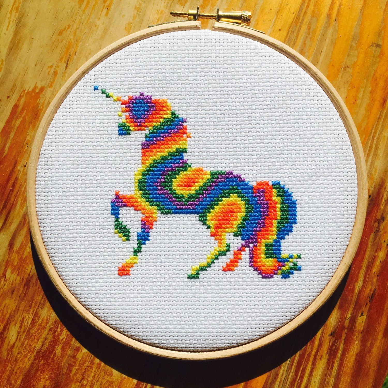 Counted Cross Stitch Pattern Psychedelic Rainbow Unicorn