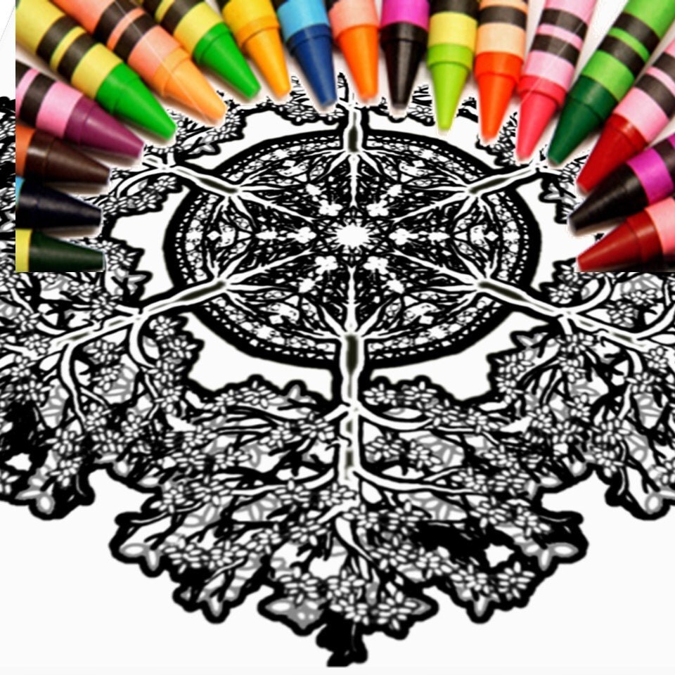 Earth Day Tree Mandala Coloring Page Printable Download