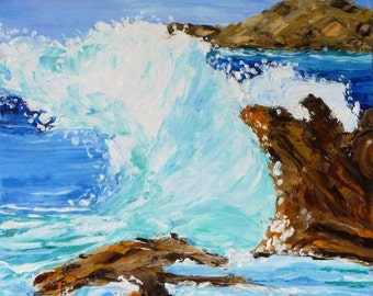 Waves oil painting | Etsy