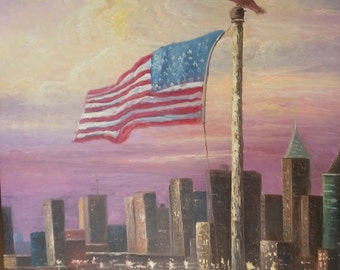 Flag oil painting | Etsy