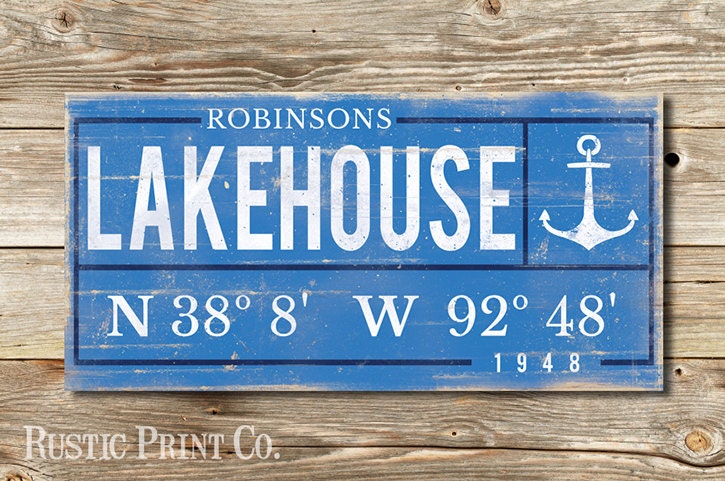 Rustic LakeHouse Sign Vintage Lake Decor Custom by RusticPrintCo
