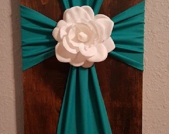 Items similar to Vintage Inspired Cross in Teal with Hand Aging on Etsy