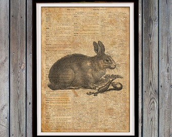 Vintage rabbit print | Etsy
