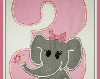 NUMBER Set 0-9 Girly PLAIN Birthday Applique 4x4 by astitchforyou