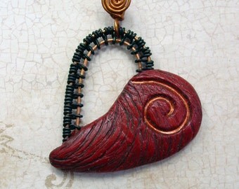 Items similar to Vampire Heart polymer clay heart pendant necklace ...