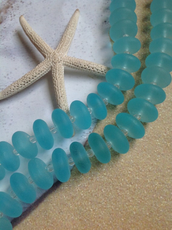14x4mm Sea Glass Beads Cultured Sea Glass Rondelles Recycled